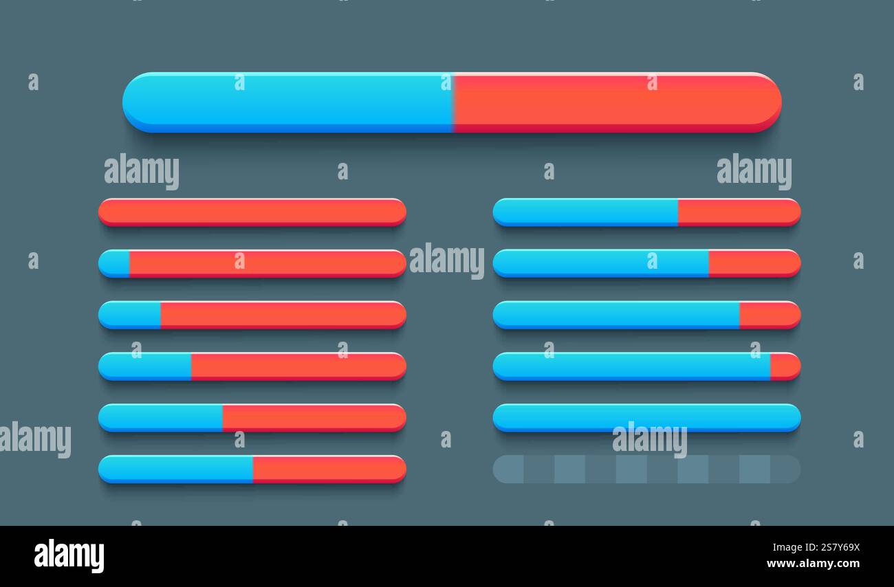Loading set, percentage of the app downloaded to your device. Vector ...