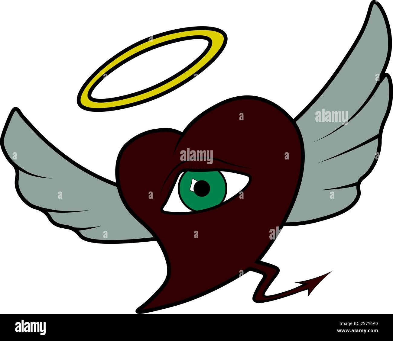 Heart with an eye and wings, a halo and a devil s tail Stock Vector ...