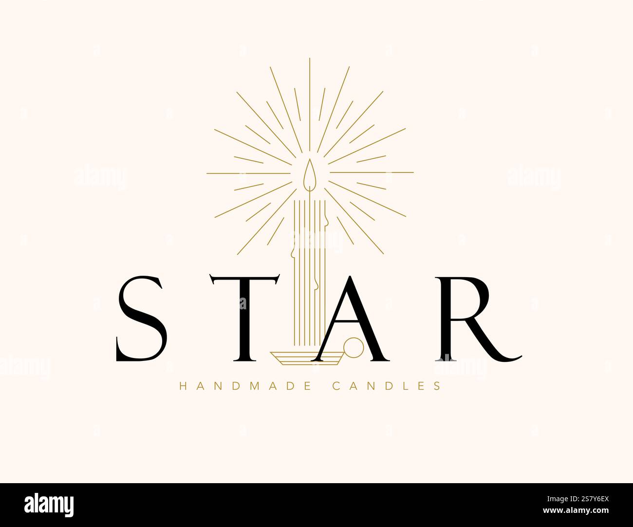 Handmade candles studio label design with lettering star drawing in ...