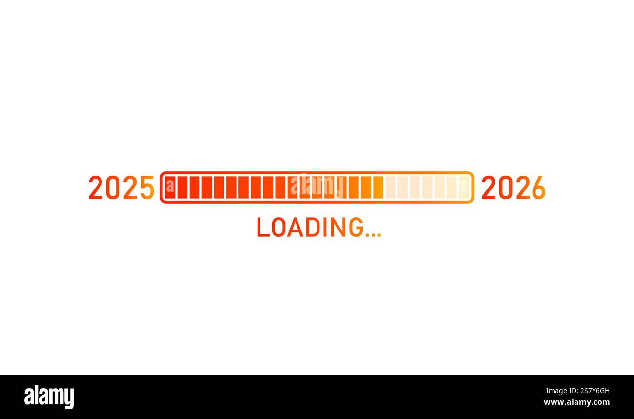 Loading progress bar of 2025, 2026 happy new year. Festive background ...