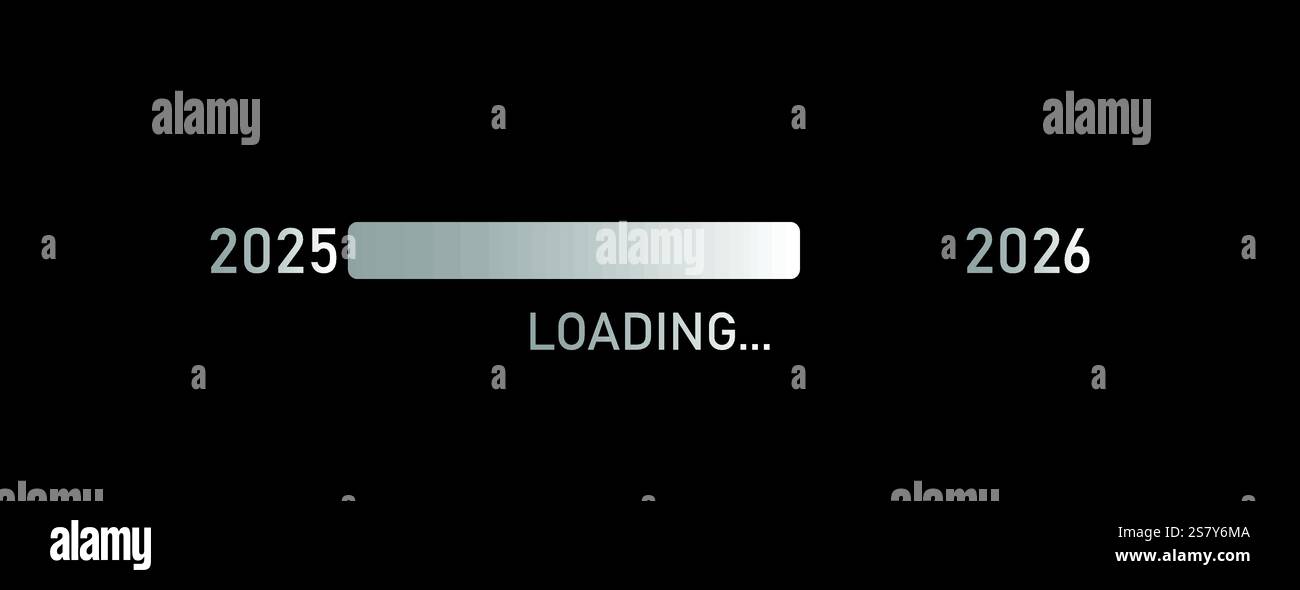 Silver numbers 2025 to 2026 loading bar black luxury background. 2025 ...