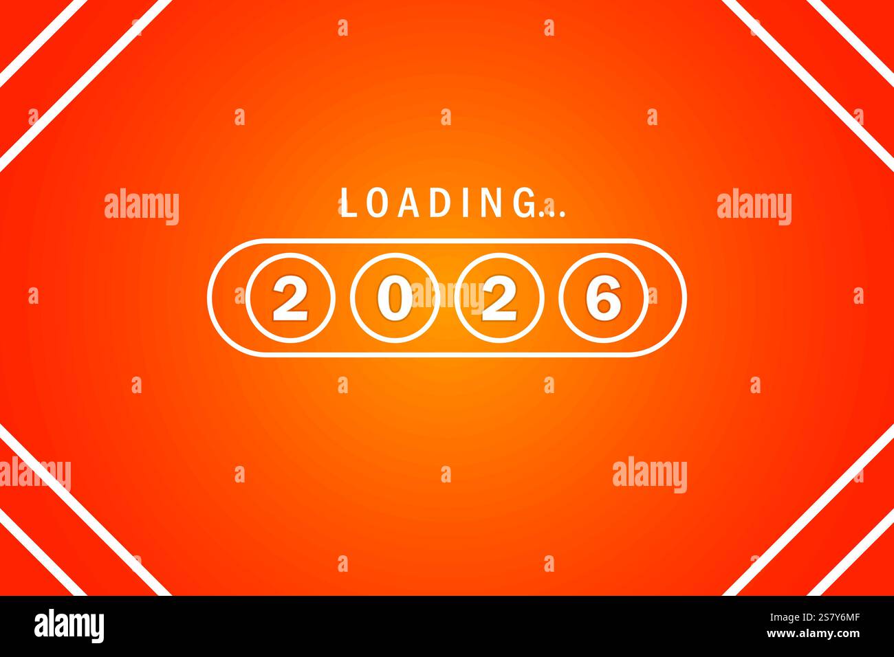 Loading bar with 2026 numbers. Flat design style. Orange background ...