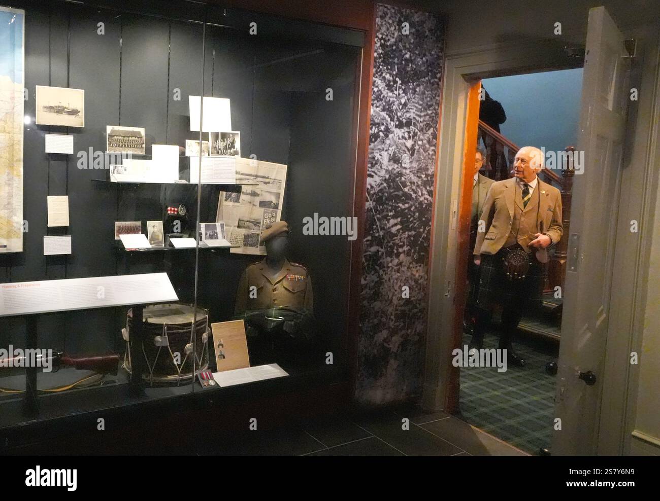 King Charles III during a visit to the Gordon Highlanders Museum, in ...