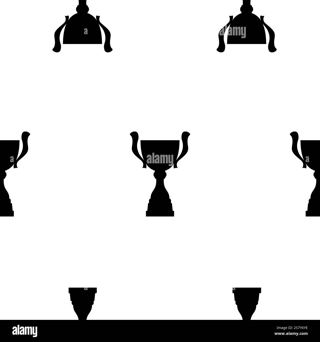 Winner trophy cup seamless pattern. Black simple silhouette texture ...