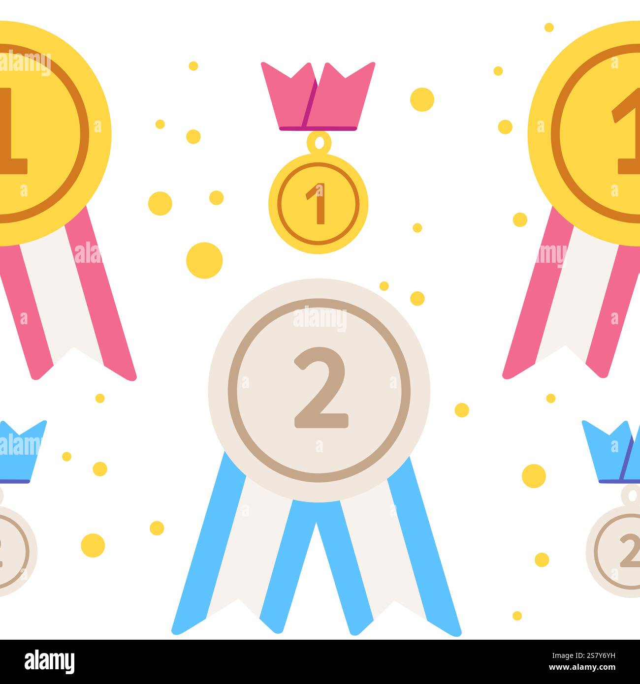 Medals and ribbons in gold, silver, and bronze, with laurels and stars ...