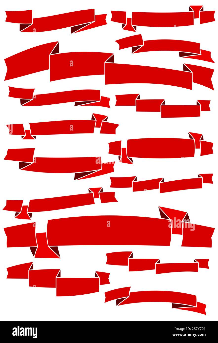 Set of fifteen red cartoon ribbons and banners for web design. Great ...