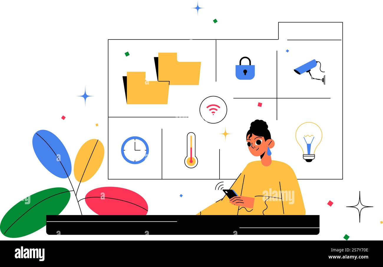 Female Operator Controlling Smart Home System On Tablet With Technology ...