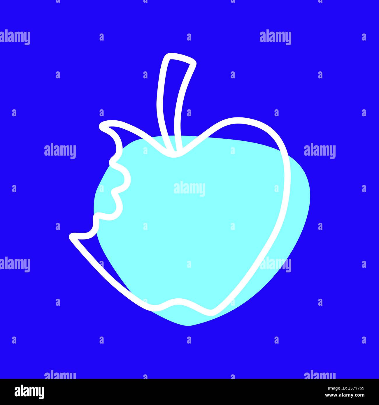 Apple doodle icon hand drawn with thin line and colorful blob. Vector ...