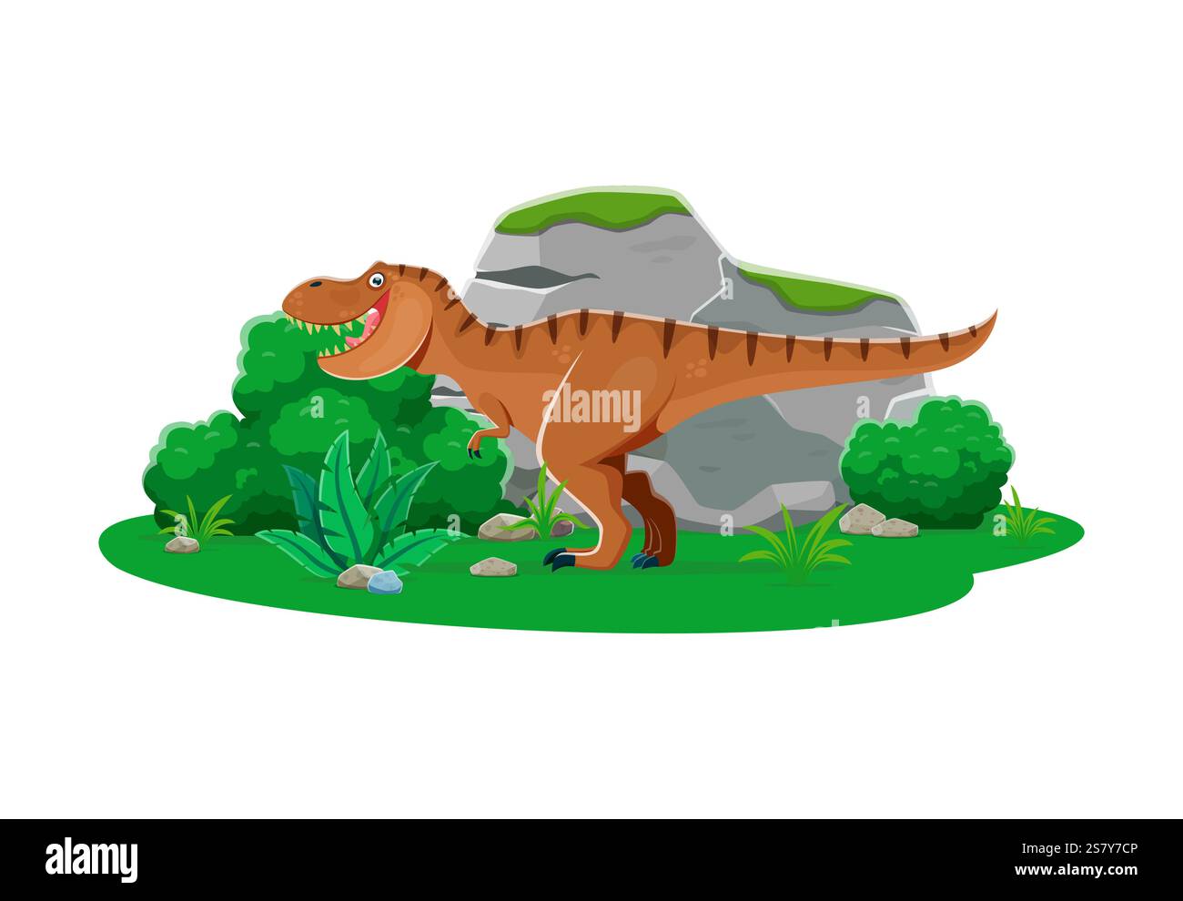 Tyrannosaurus prehistoric dinosaur character in lush forest habitat ...