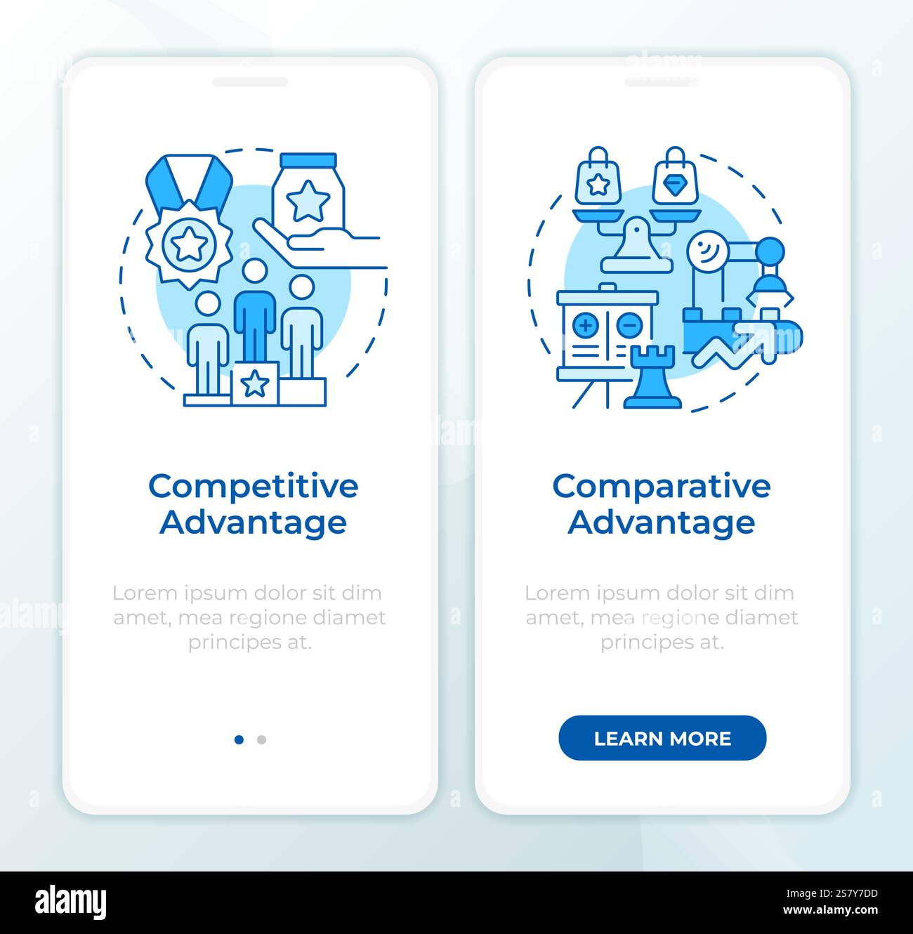 Competitive vs comparative advantage blue onboardingmobile app screen ...