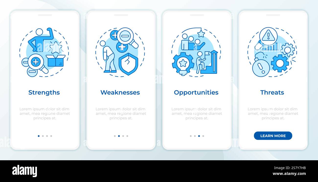 SWOT strategy blue onboardingmobile app screen Stock Vector Image & Art ...