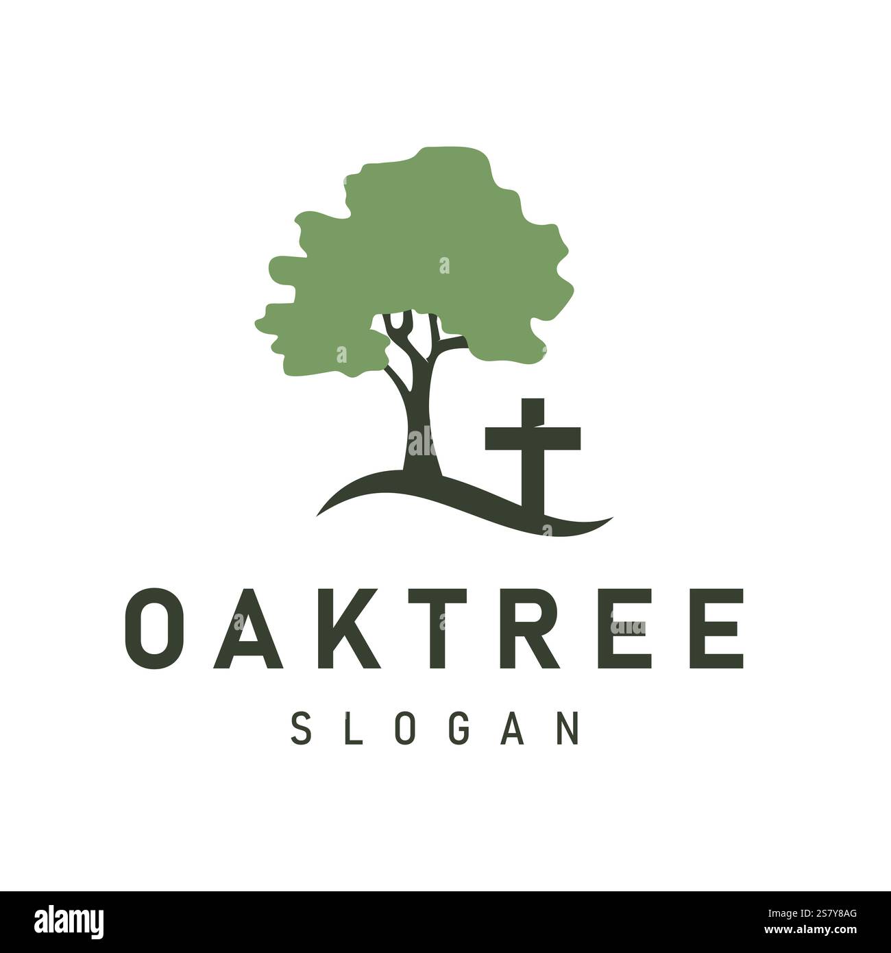 Vintage Retro Tree Design with Religious Cross Symbol. Tree Church Logo ...