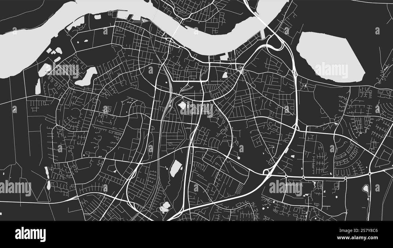 Map of Aalborg, Denmark. Detailed city vector map, metropolitan area ...
