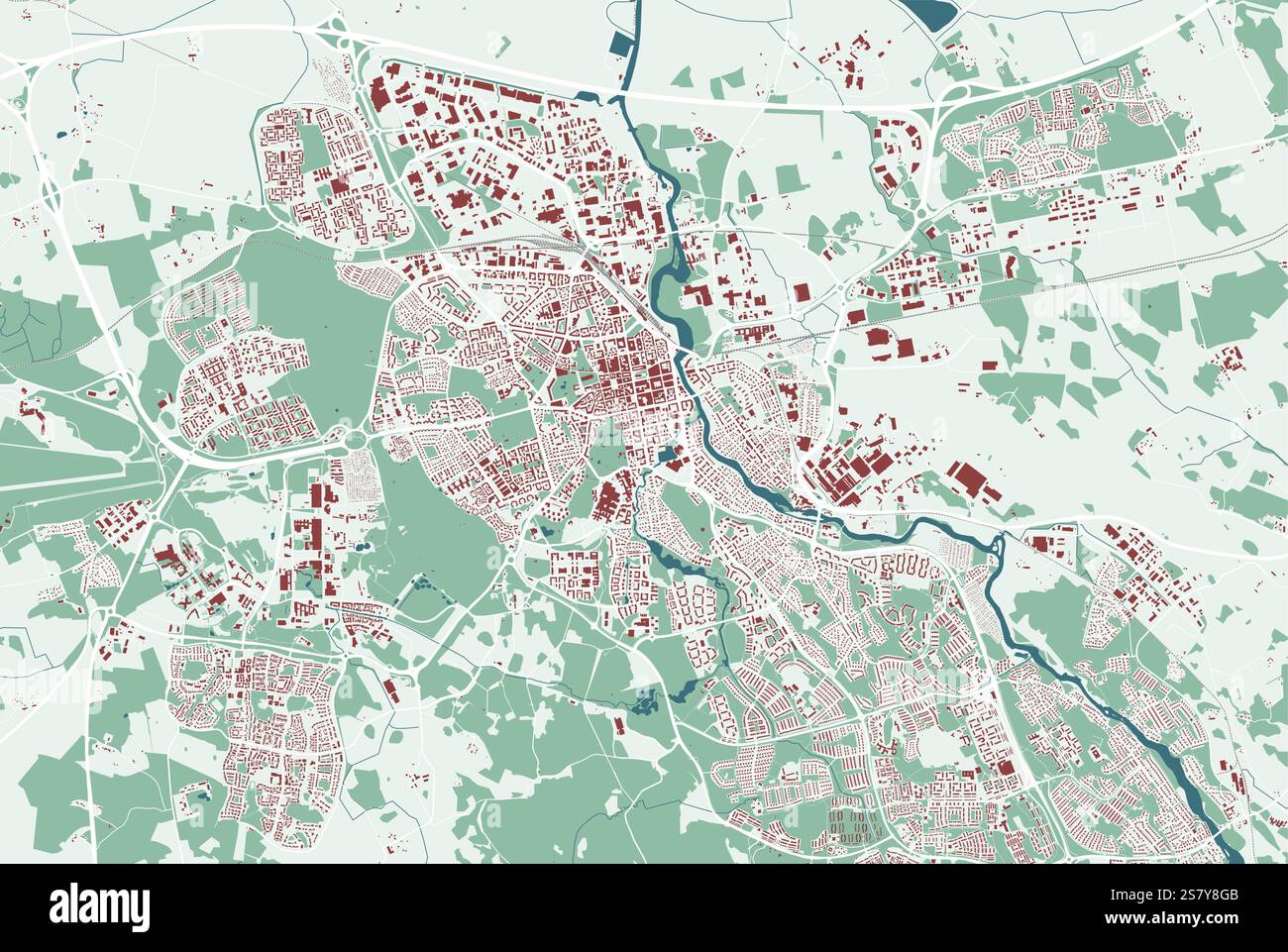 Map of Orebro, Sweden. Detailed city vector map with buildings ...