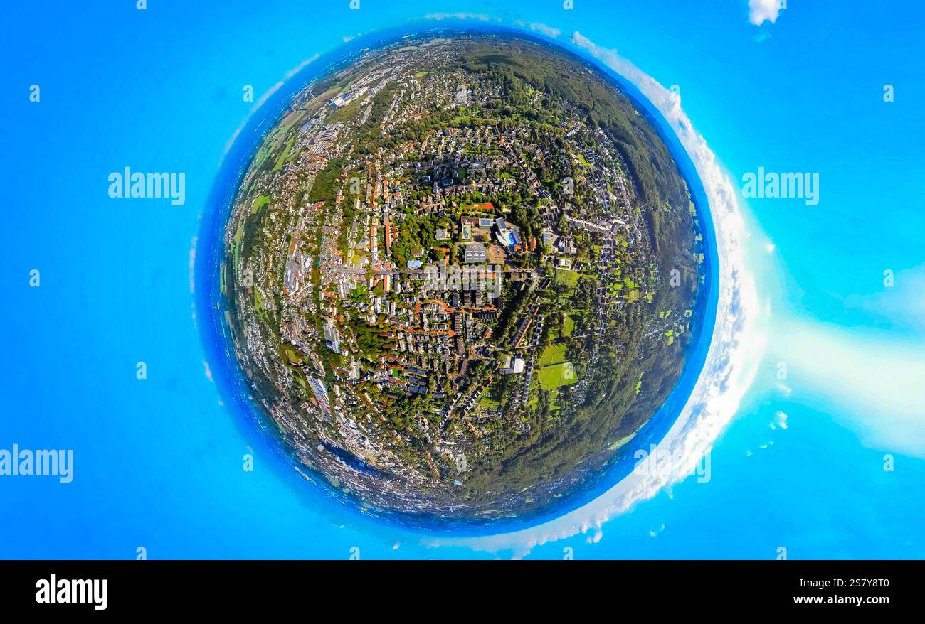Aerial view, residential area, view of Annen district and Holzkamp comprehensive school, on the ...