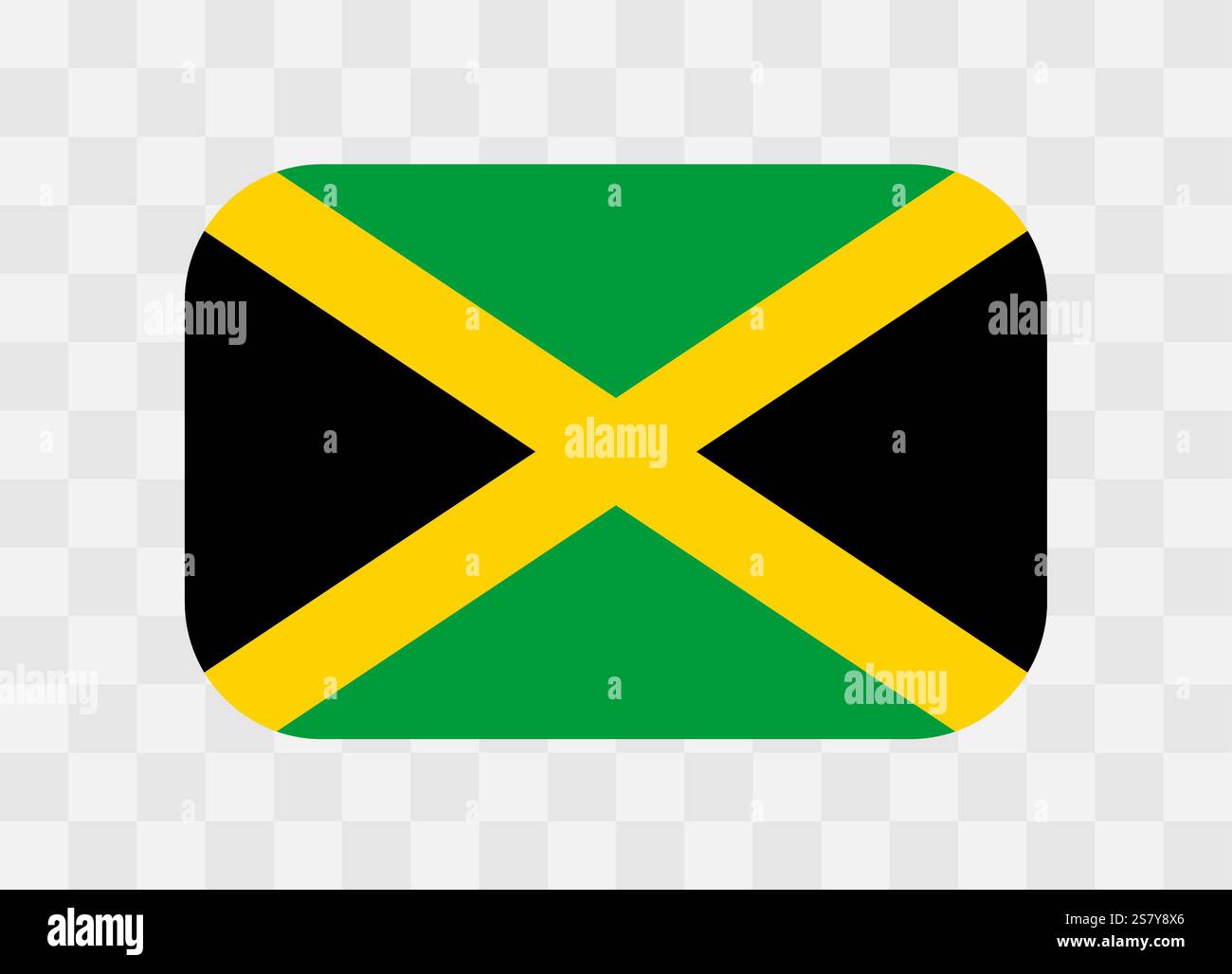 Jamaica flag - rounded rectangle colorful flag representing a country ...