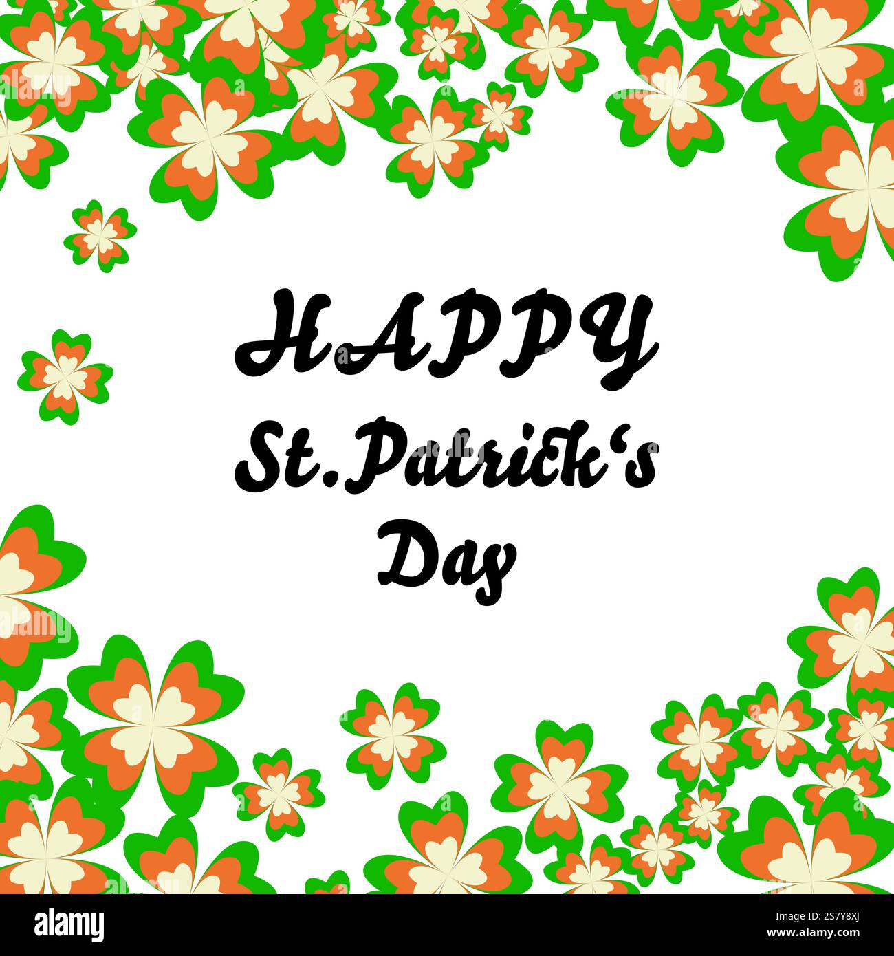 Irish four-leaf clover symbol, tricolour concept greeting card ...