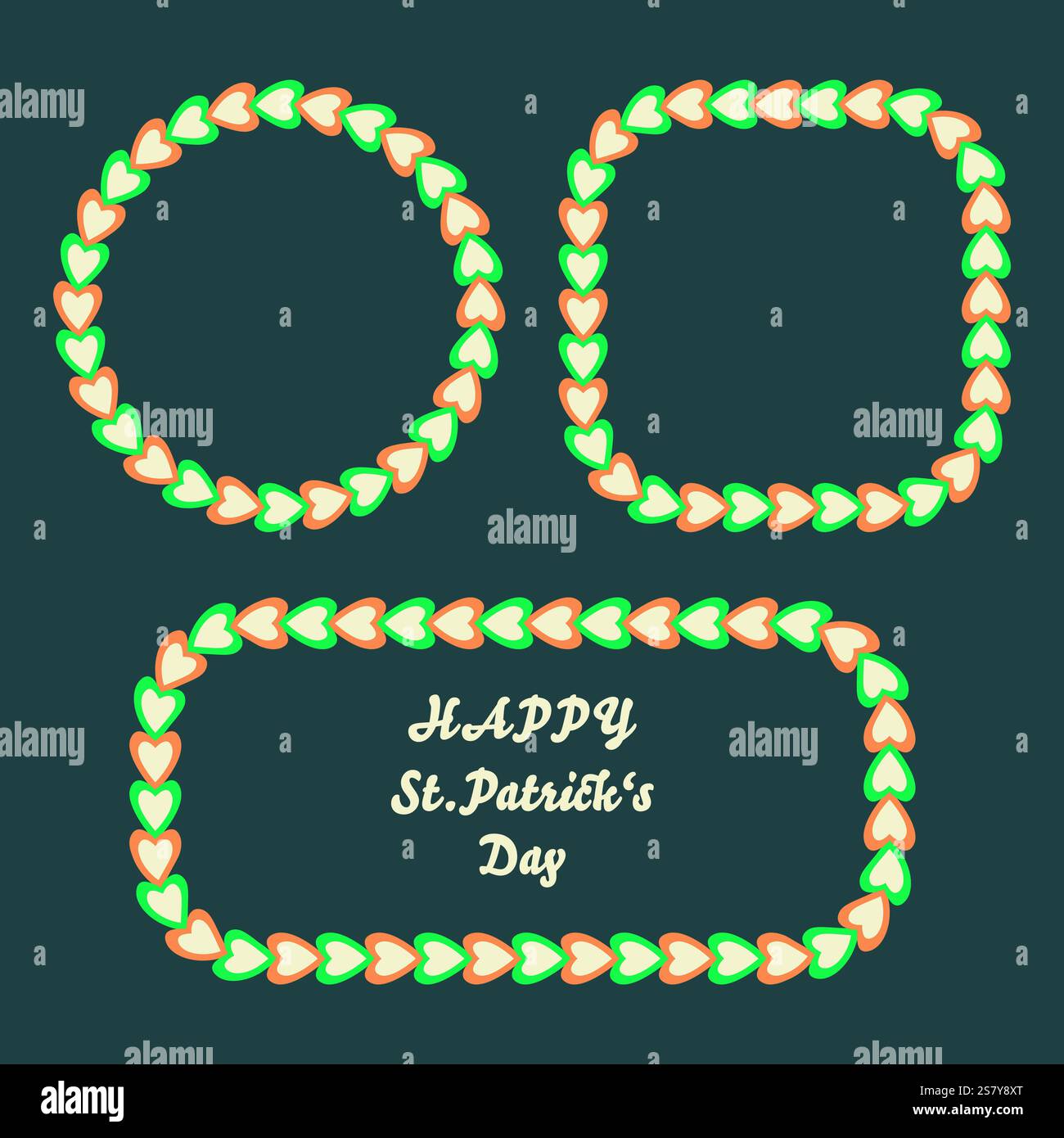 Cute love frame set. Hand drawn decorative doodle heart symbol, border ...