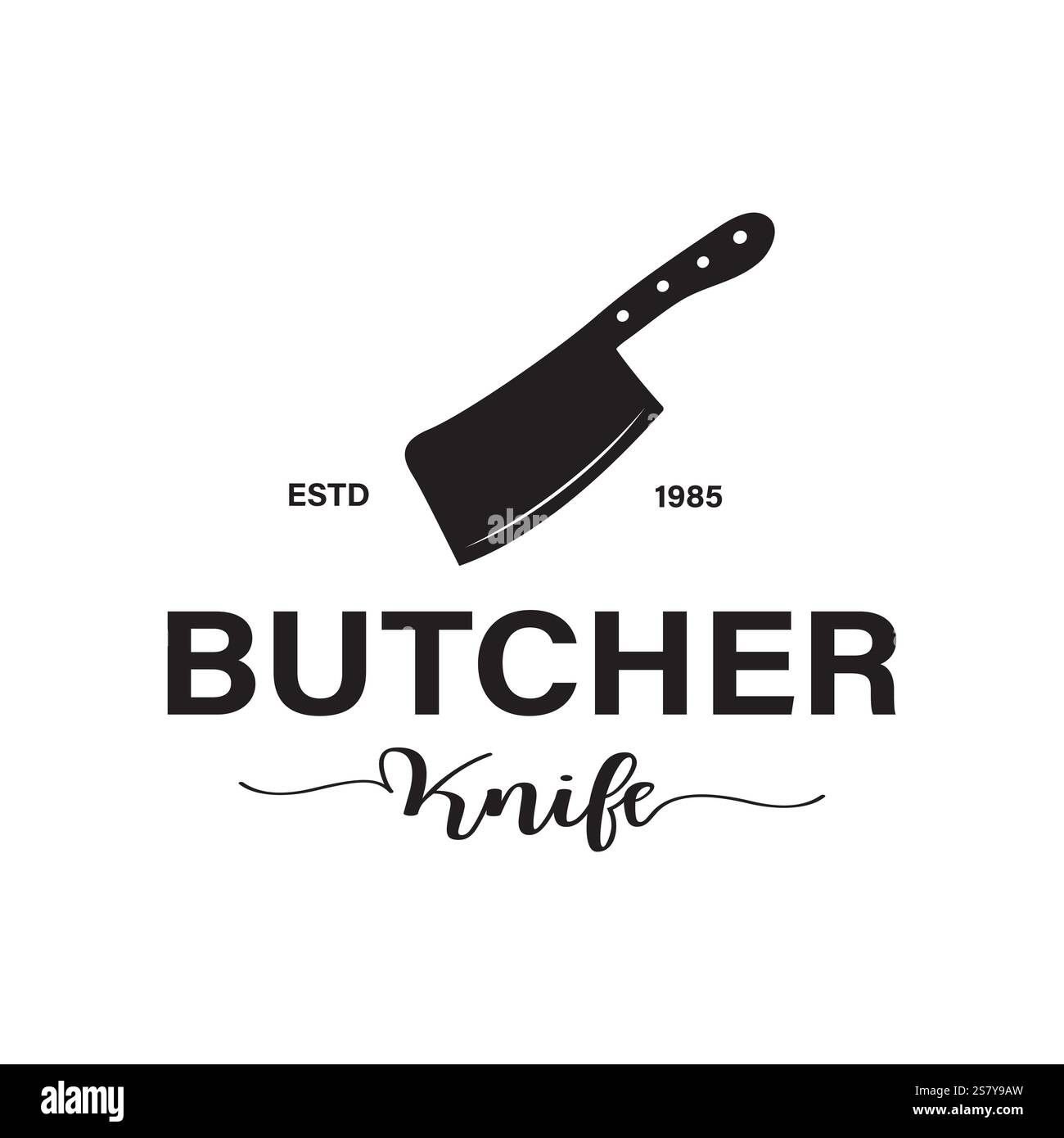 Retro Vintage Butcher Knife for Butcher Meat or Chef Logo Design Vector ...