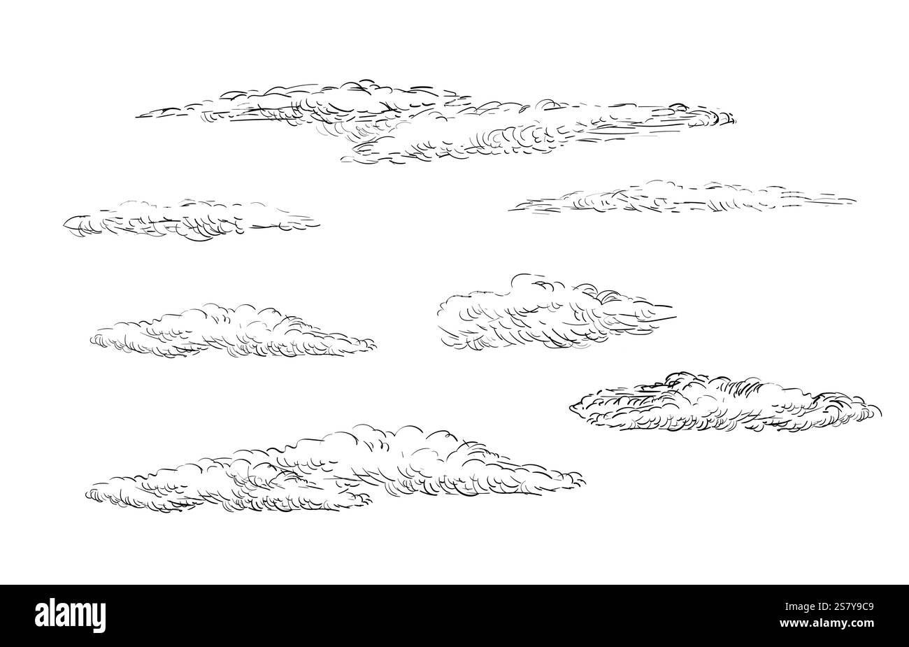 Hand drawing clouds set vector illustration Stock Vector Image & Art ...