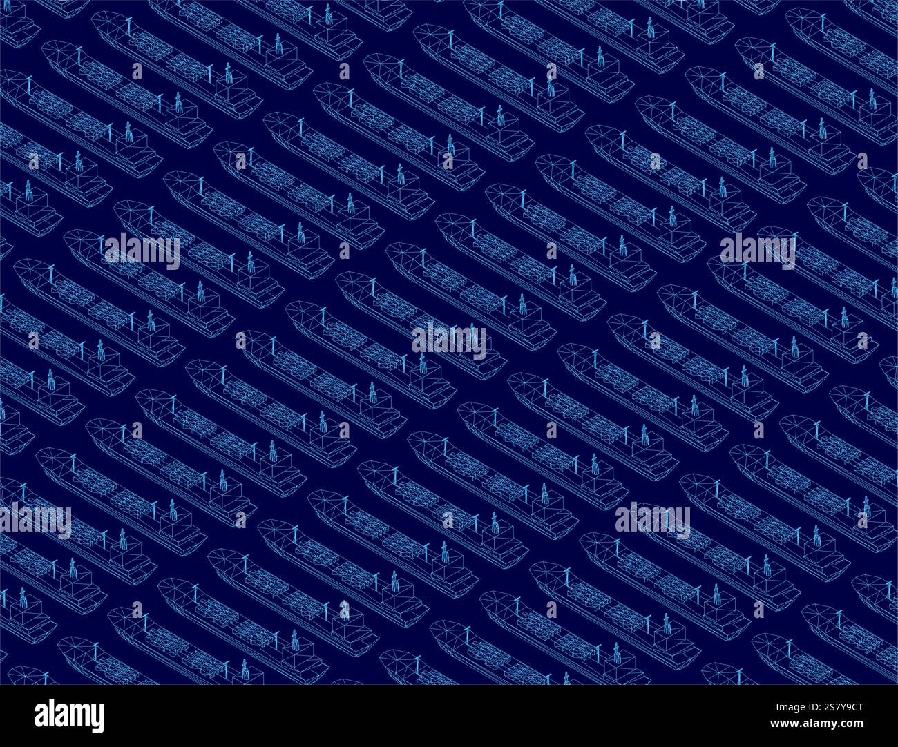 Blue pattern of ships is shown in a computerized image. The ships are ...