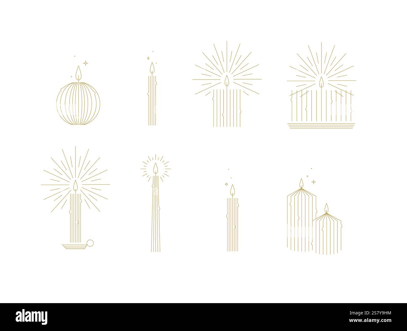 Candle set different forms and shapes drawing in art deco style on ...
