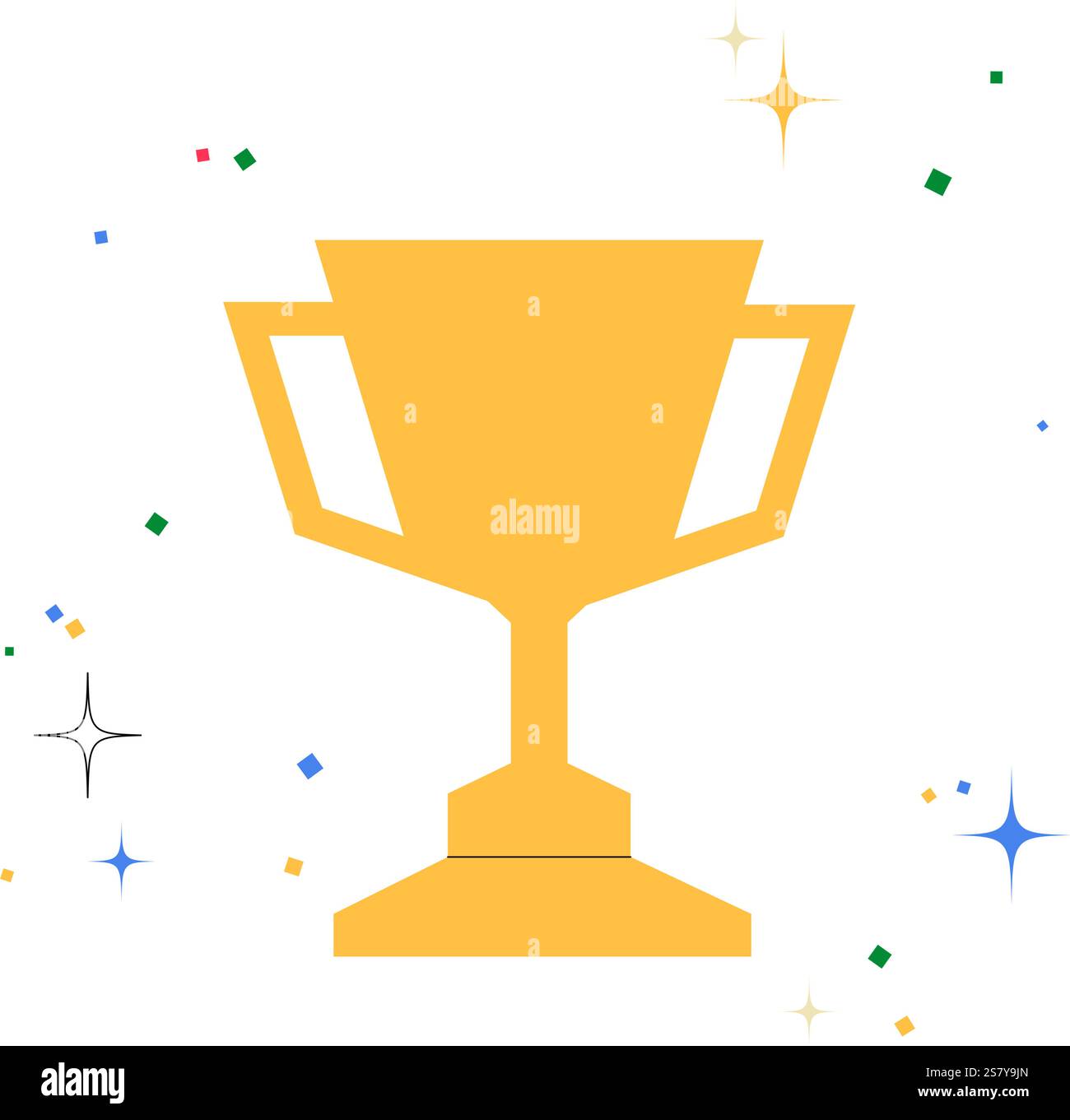 Golden Trophy With Sparkles In Flat Vector Illustration Symbolizing ...
