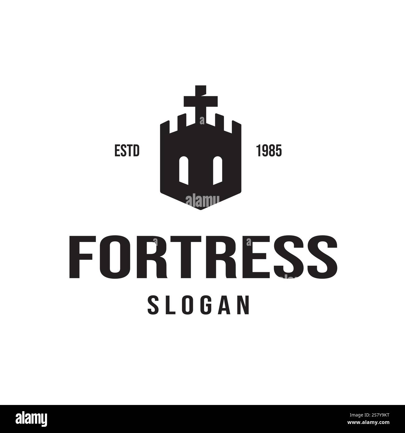 Simple Retro Vintage Castle Tower Design with Cross Shape Religious ...