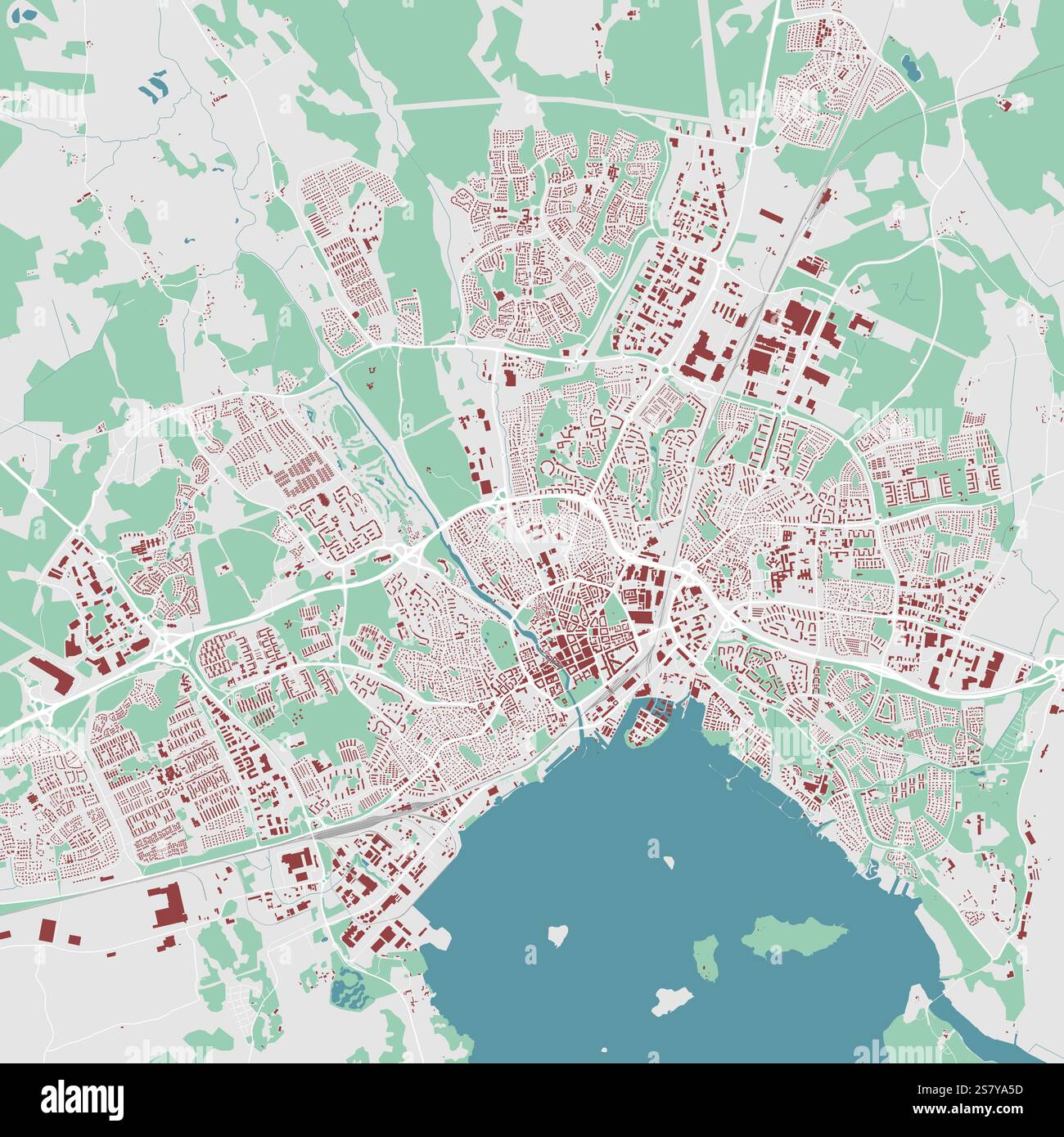 Map of Vasteras, Sweden. Detailed city vector map with buildings ...