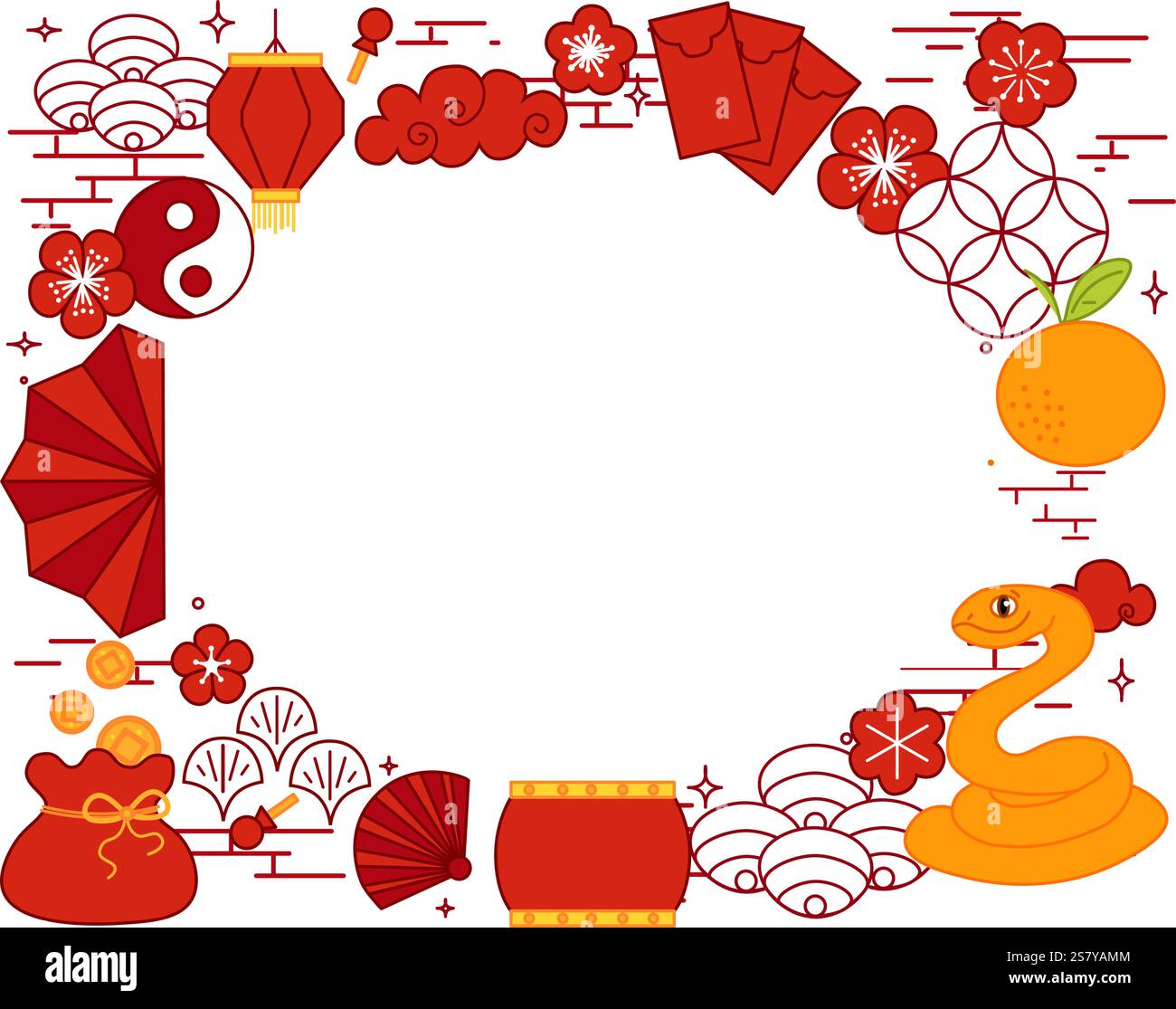 Chinese New Year or Lantern Festival of snake greeting card template ...