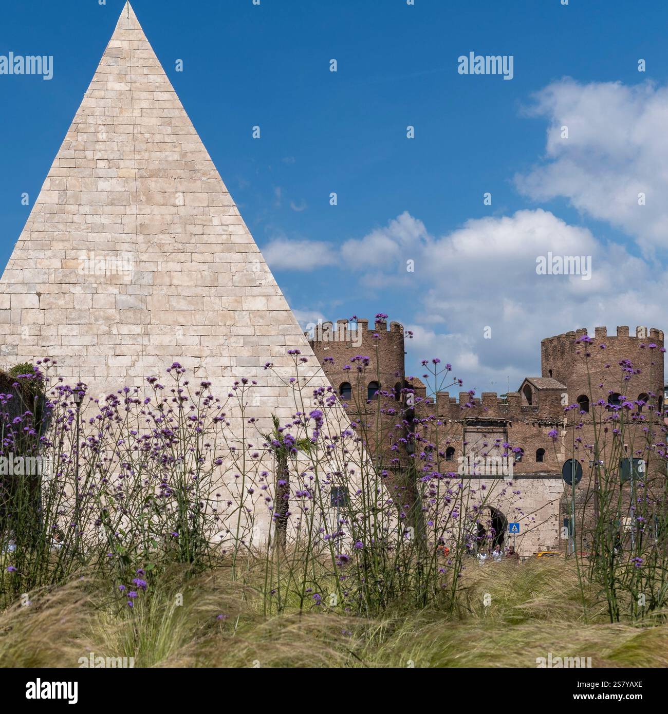 Pyramid of Cestius near Porta San Paolo - St. Paul's Gate, showcasing ...
