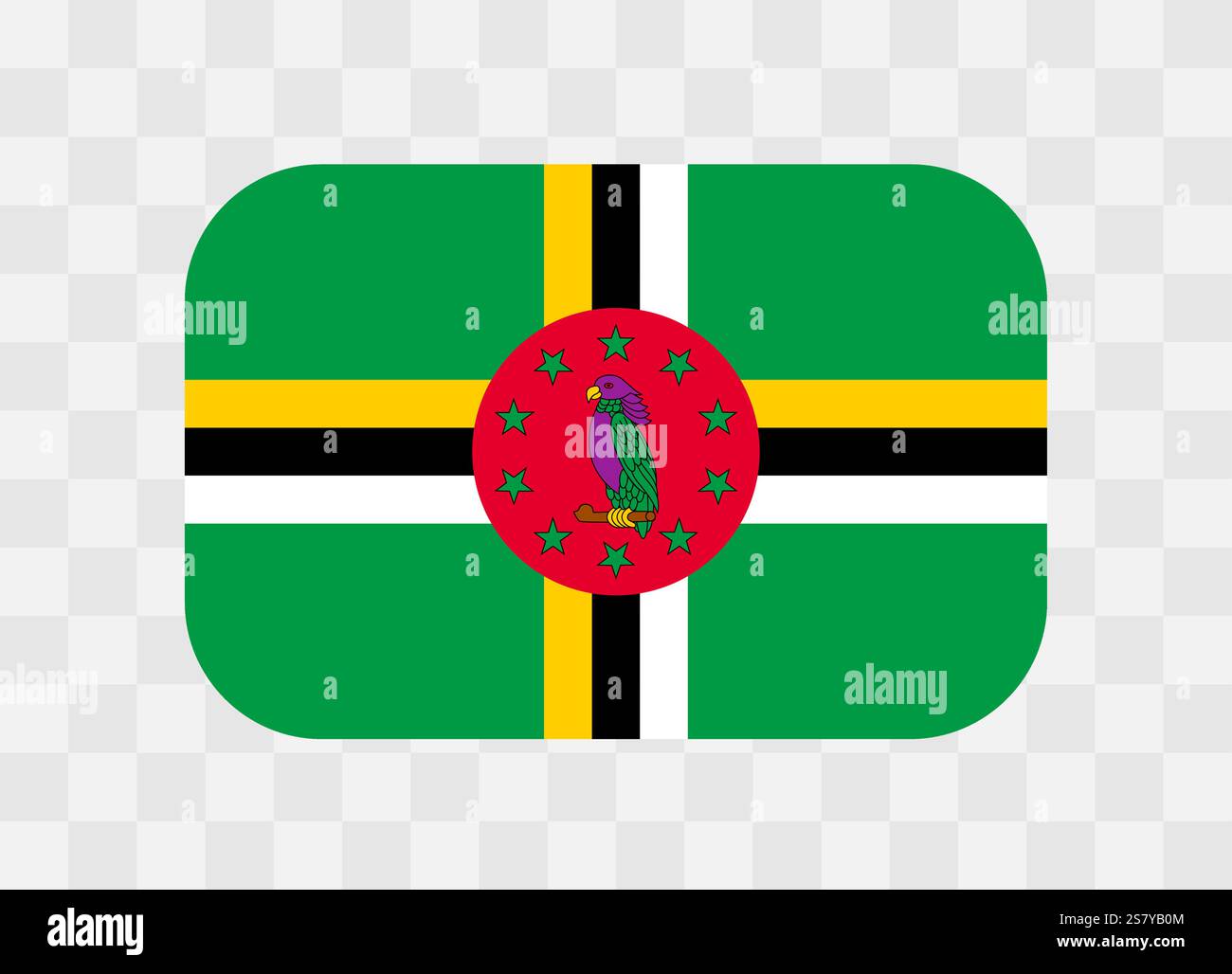 Dominica flag - rounded rectangle colorful flag representing a country ...