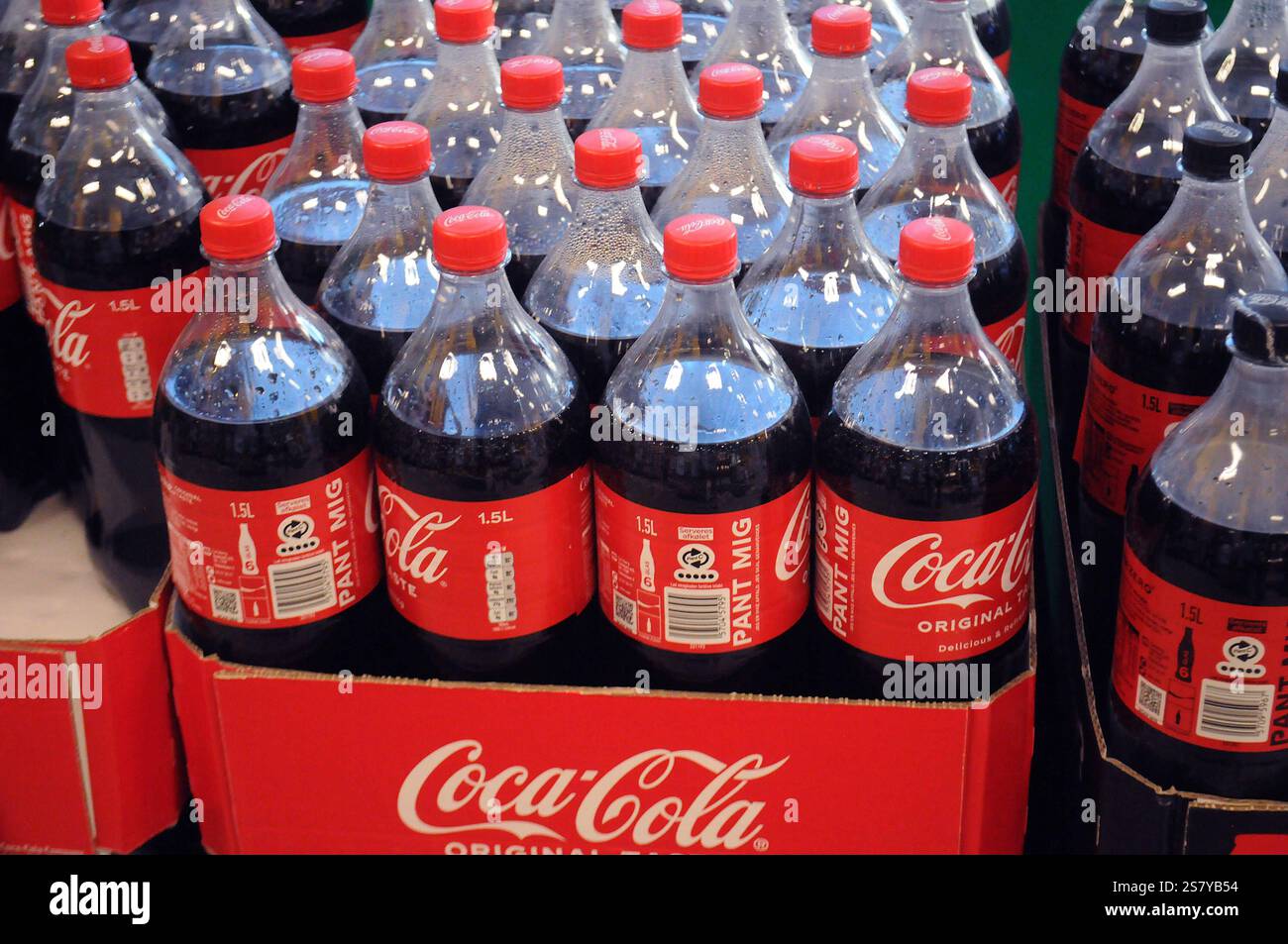 Copenhagen/ DenmarK/20 january 2025/ Coca cola bottle place in grocery ...