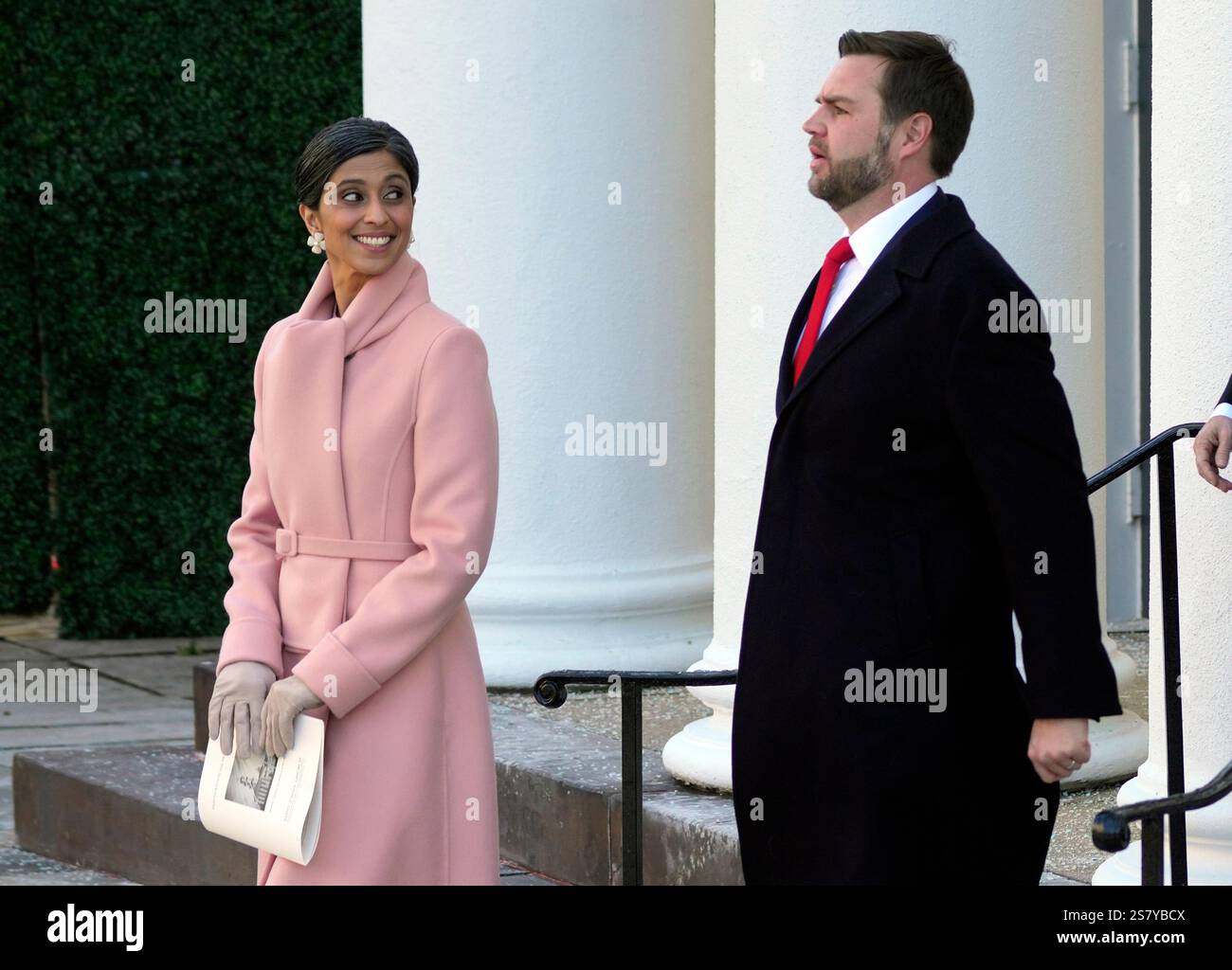 Vice President-elect JD Vance and his wife, Usha Vance, walk out after ...