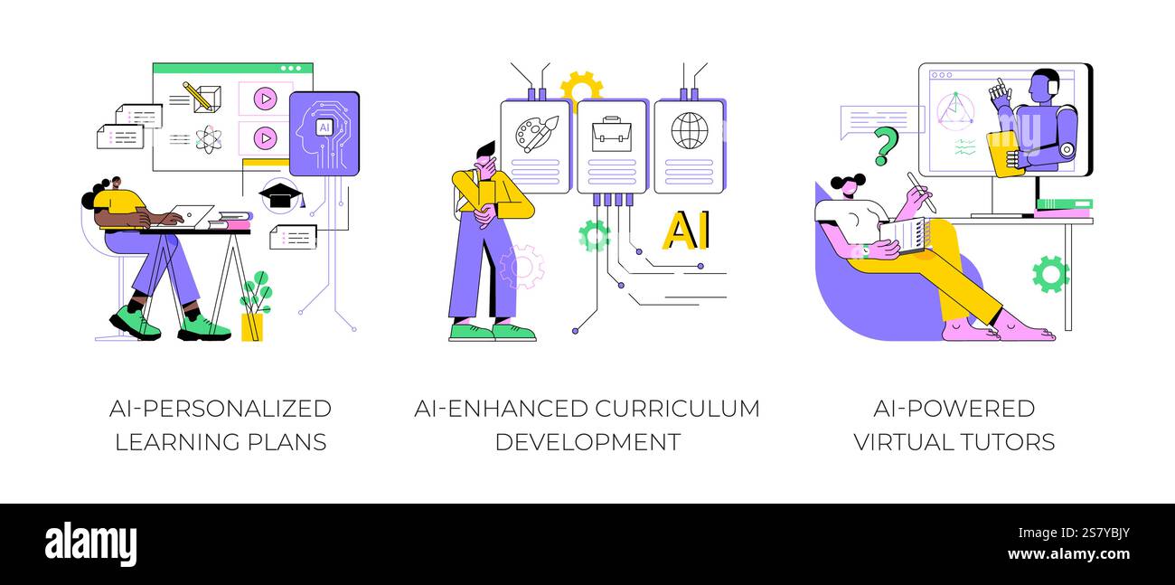 AI in Education abstract concept vector illustrations Stock Vector ...