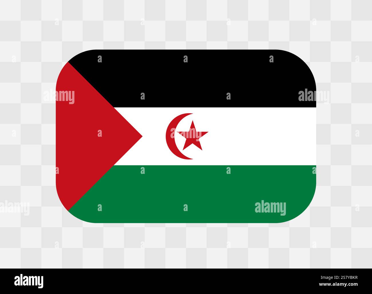 Sahrawi Arab Democratic Republic flag - rounded rectangle colorful flag ...