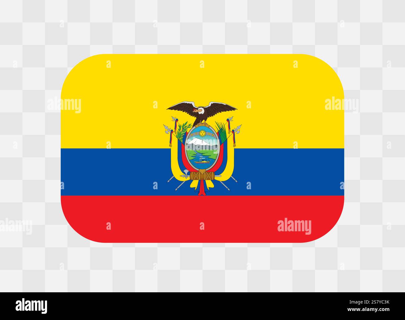 Ecuador flag - rounded rectangle colorful flag representing a country ...