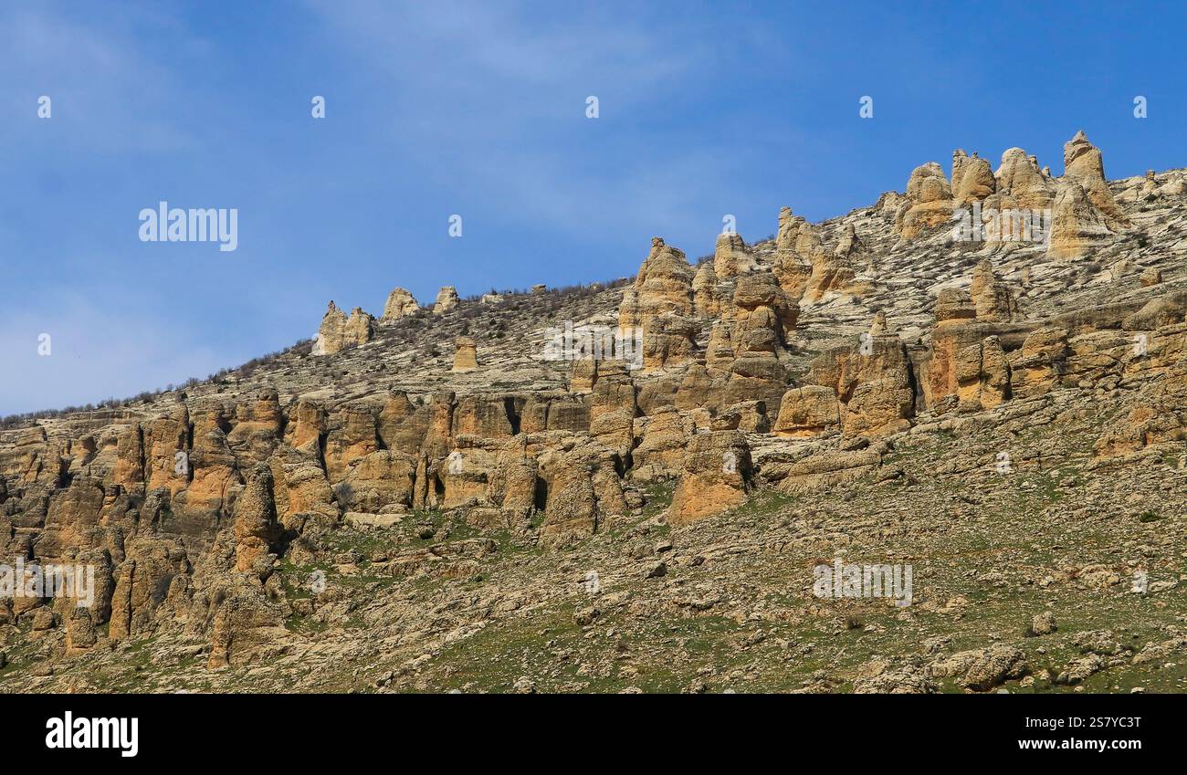 The shapes of natural rocks in Gelincik Mountain in Diyarbakır's Çermik ...