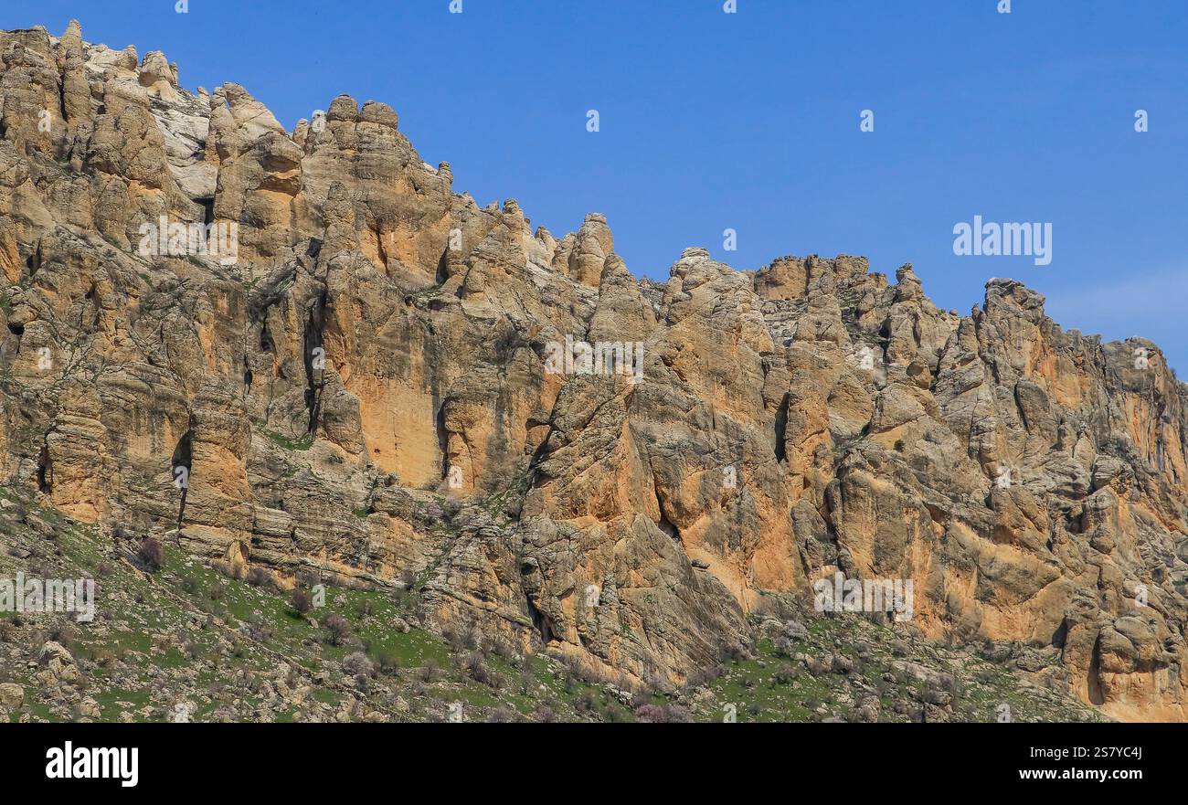The shapes of natural rocks in Gelincik Mountain in Diyarbakır's Çermik ...