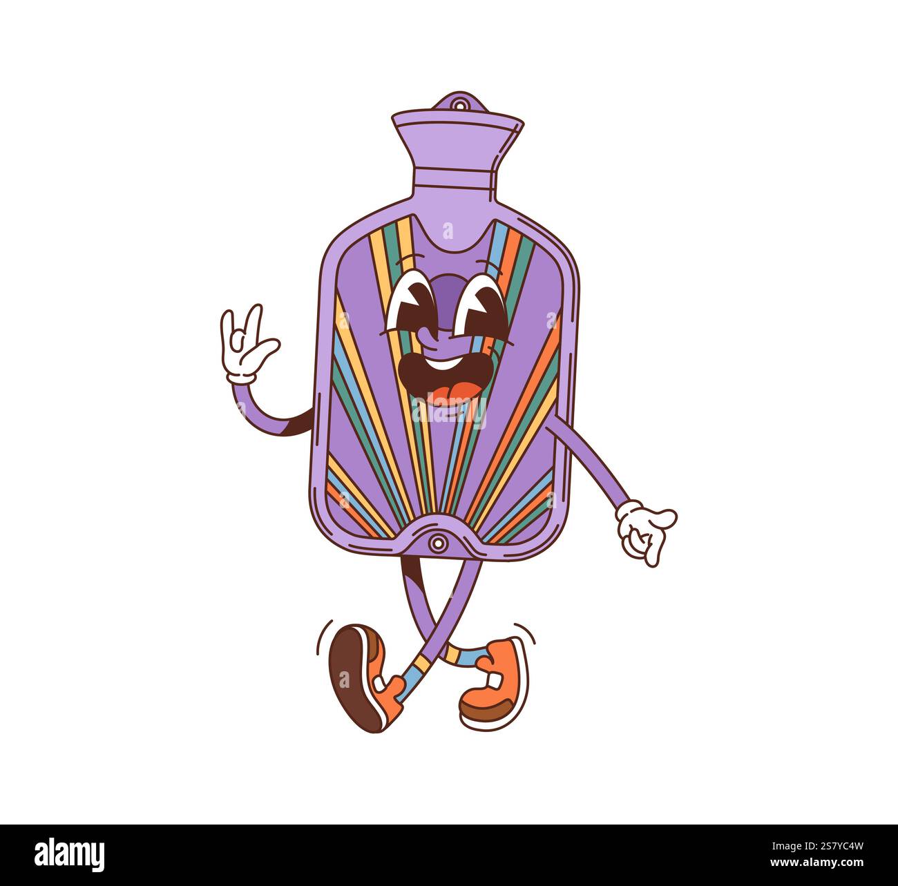 Cartoon groovy warmer or heater bag health and medicine character with ...