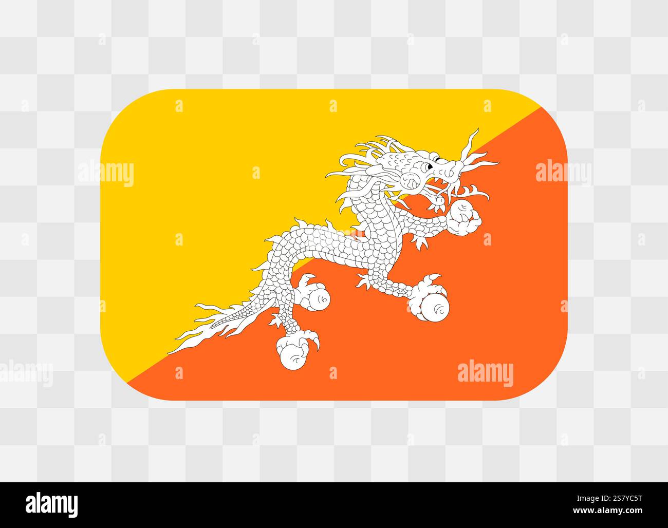 Bhutan flag - rounded rectangle colorful flag representing a country ...