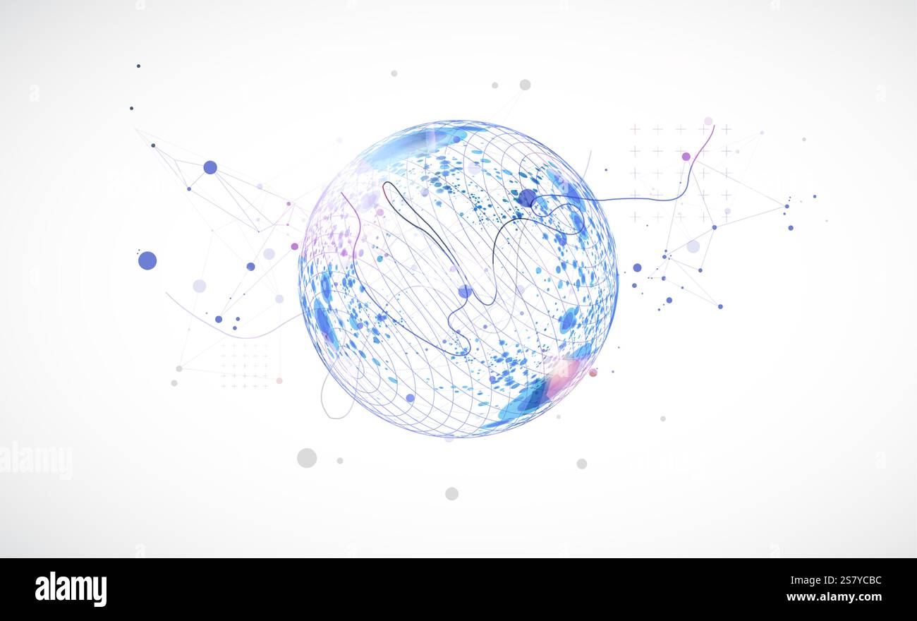 Abstract sphere background with plexus effect. 3D surface. Vector illustration Stock Vector ...