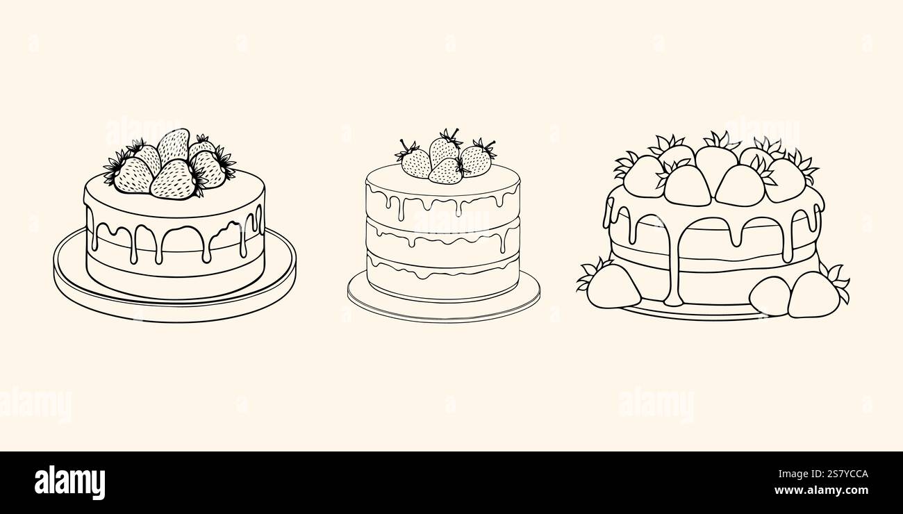 Realistic strawberry cake sketch hi-res stock photography and images ...