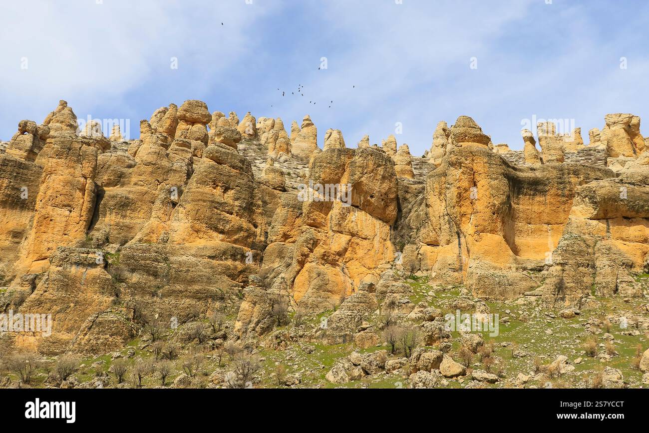 The shapes of natural rocks in Gelincik Mountain in Diyarbakır's Çermik ...