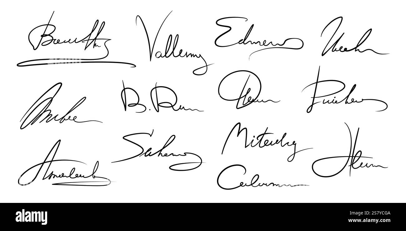 Business signature and autograph pack set of handwritten facsimile ...