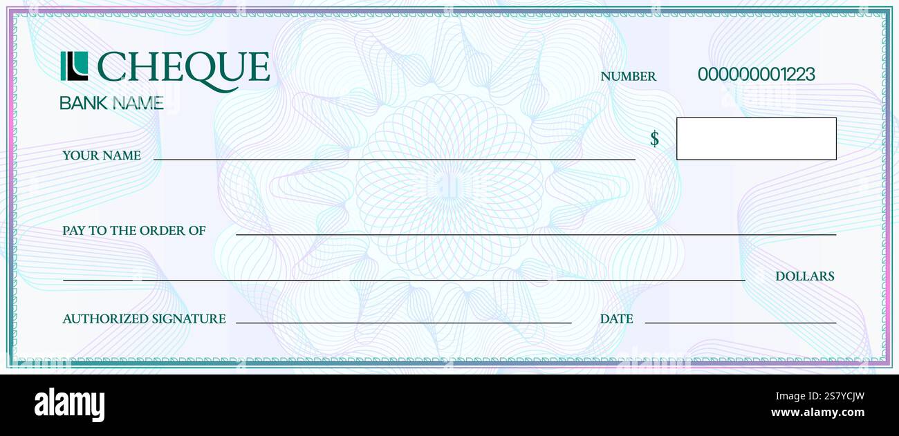 Cheque template with watermark for bank check or checkbook voucher ...
