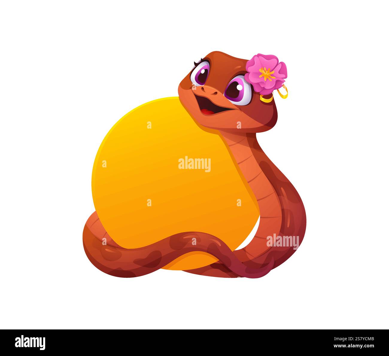 Cartoon cute asian horoscope snake character with holiday banner ...