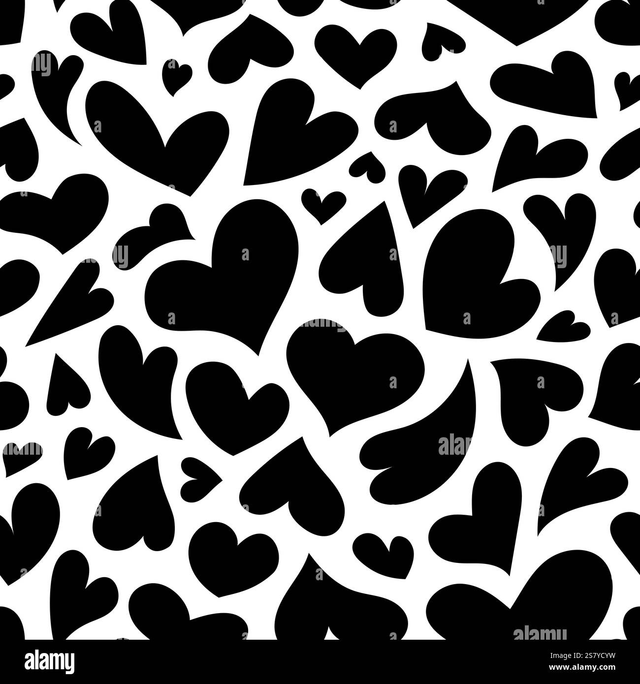 Valentines Day black and white pattern. Creative hearts vector seamless ...