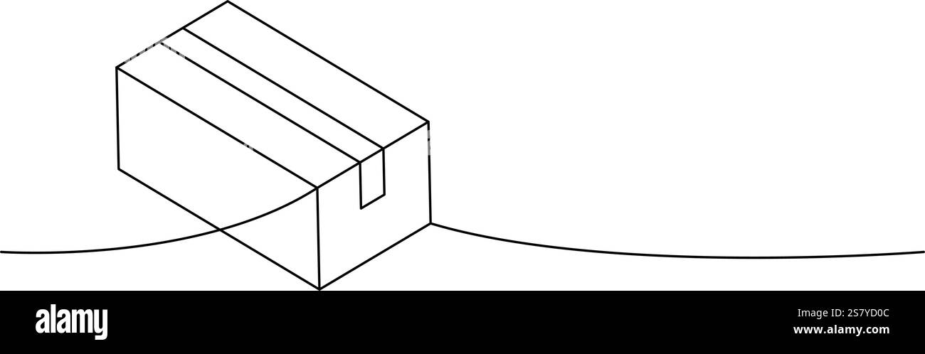 Packaging box one line continuous drawing. Gift box. Vector ...