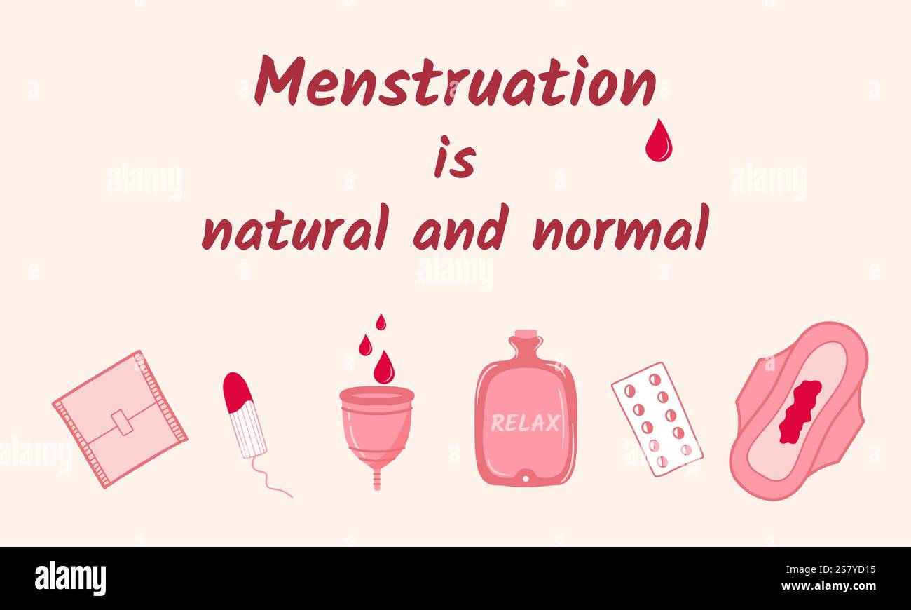 Menstruation Awareness Banner with Feminine Hygiene Products and ...